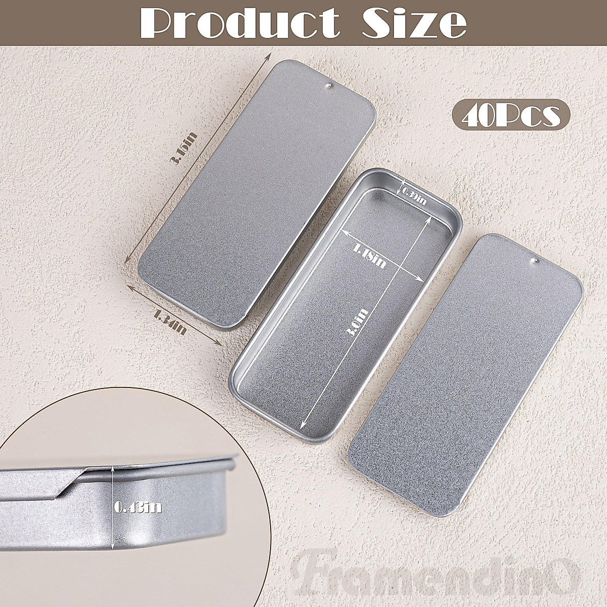 Framendino, 40 Pack Small Slide Top Tin Lip Balm Tins with Lids Mini Rectangular Metal Tins Containers for Jewelry Crafts Wedding Jewelry Lip Balm Container Cosmetic Organizer
