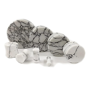 Lobal Domination ALL 3 PAIR Blue & Red Turquoise, White Howlite Stone Plugs Gauges (3/4" (19mm))