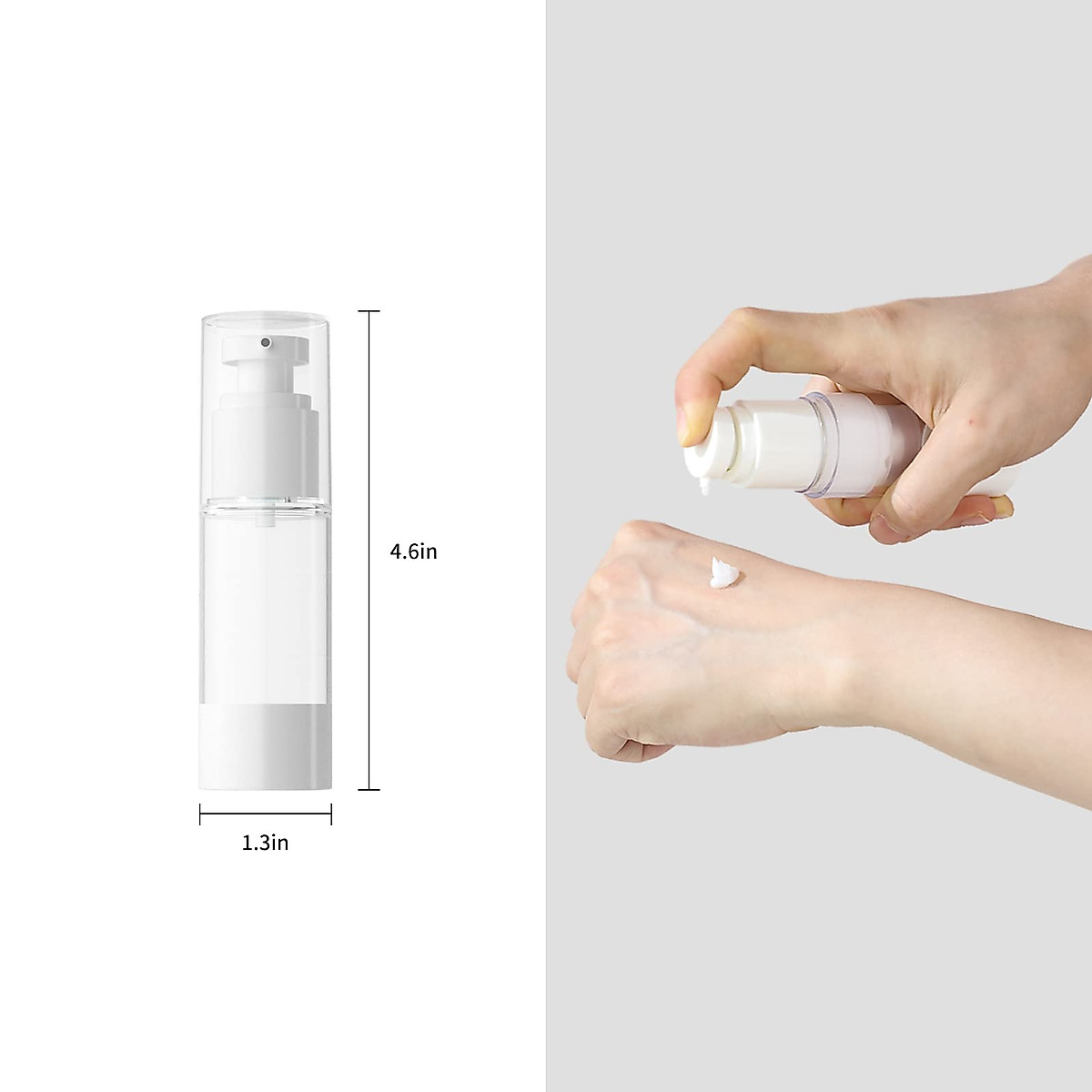 LONGWAY 1 Oz 30ml Clear Airless Cosmetic Cream Pump Bottle Travel Size Dispenser Refillable Containers/Foundation Travel Pump Bottle for Shampoo (Pack of 6)