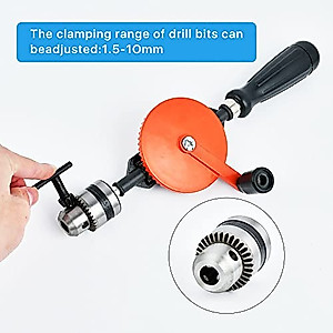 Hand Drill Akamino Powerful and Speedy Manual Hand Drill With Anti Slip Handle and S/S cast 5 Pieces Jaw Chucks for Wood Plastic Acrylic