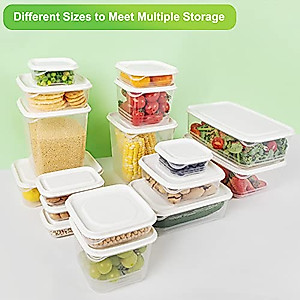GEIKR 17 Pack Stackable Food Storage Containers with Lids, BPA-Free Plastic Meal Prep Container Reusable, Refrigerator & Freezer & Microwave & Dishwasher Safe Kitchen Organizer