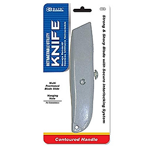 BAZIC Utility Knife Box Cutter, Multipurpose Heavy Duty Retractable Blade for Cartons Cardboard, Boxes Office Home, 1-Pack