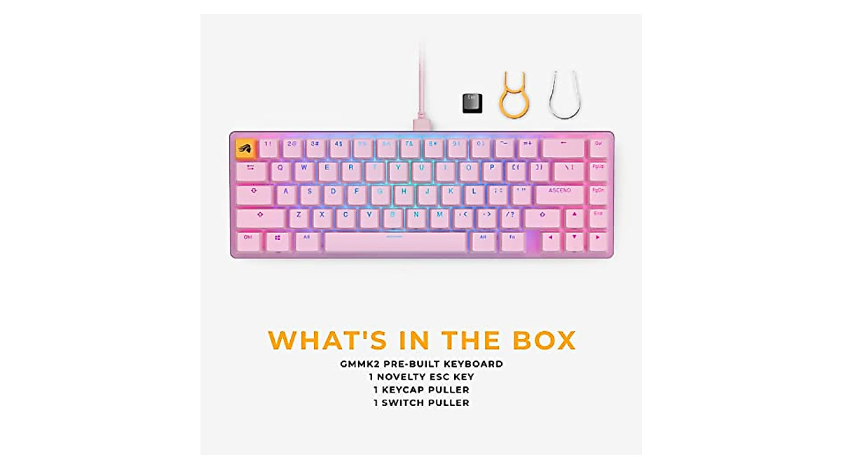 Glorious Pink Gaming Keyboard - Custom 65% TKL Compact