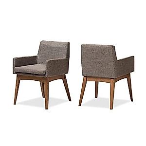 Baxton Studio Nexus Dining Arm Chair in Gray and Brown (Set of 2)