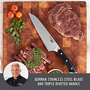 DASH Zakarian 7" Chef Knife, High Carbon German Stainless Steel Kitchen Knife with Sheath, Black