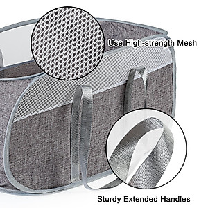 Collapsible Laundry Baskets, Pop Up Laundry Baskets with Reinforced Handles, Lightweight Foldable Laundry Basket for LaundryRoom,Bathroom or Travel (Gray)