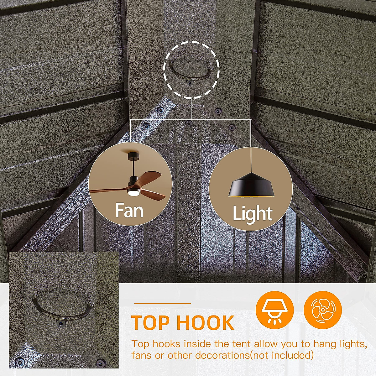 Domi Hardtop Gazebo 10x12ft Outdoor Pergola Metal Gazebos Backyard Pavilion Aluminum Roof Canopy with Mosquito Netting and Curtains for Patio,Garden,Lawn(Brown)