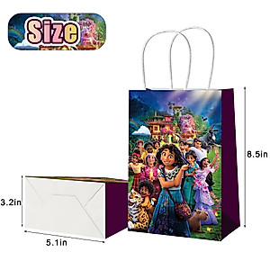 24 Pcs Encanto Party Gift Bags - Magic Movie Party Supplies Encanto Candy Bags, Tote Bags, and Gift Bags for Kids - Paper Favor Packs for Adults Birthday Party Decor - 12 Patterns