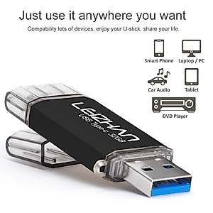 LEIZHAN USB C Flash Drive 32GB Type C Thumb Drive for Samsung Galaxy S10, S10e, S9, S8, S8 Plus, LG G5 G6, Google Pixel XL Data Storage Photo Stick USB 3.0 Type C Pendrive, Black