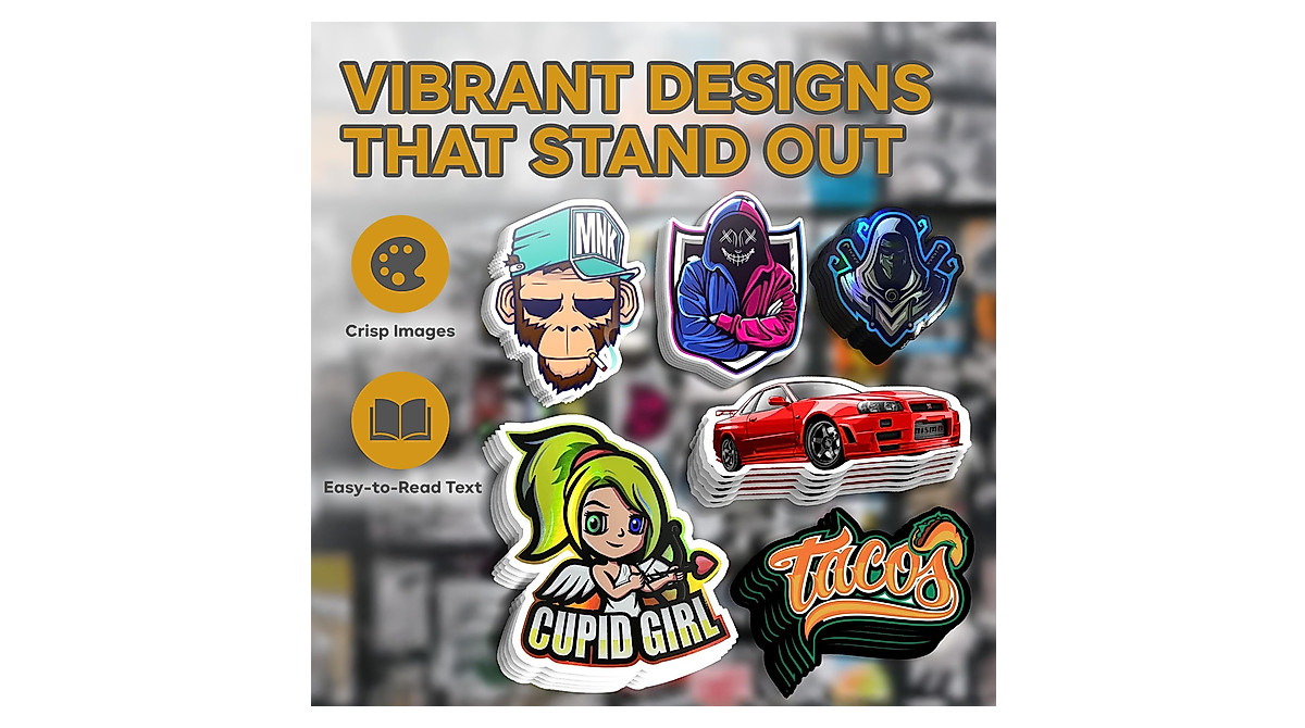 Personalized Vinyl Stickers 120 Pack - Waterproof & Custom Designs