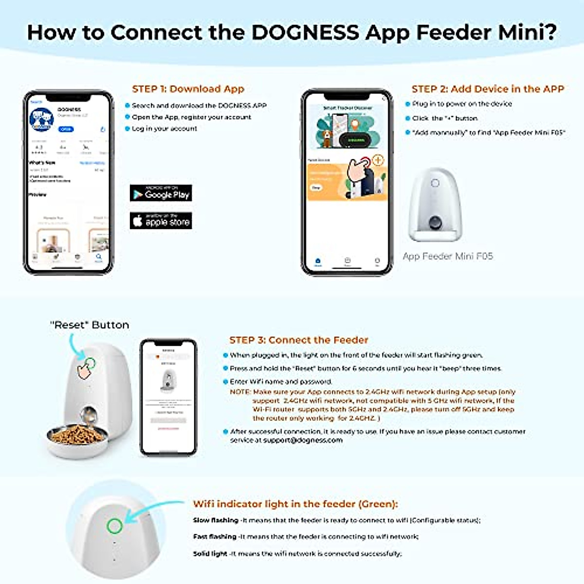 DOGNESS App Wi-Fi Control Automatic Cat Feeders, Dry Food Dispenser for Small Cat Dog Pet, Timed Cat Feeder, Microchip Pet Feeder Up to 15 Portion 6 Meals Per Day, 10s Voice Recorder, White
