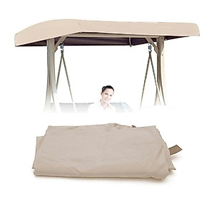 Outdoor Swing Canopy Replacement Cover Patio Swing Canopy Waterproof Top Cover Cloth Protection Sunproof Top Cover Awning Cloth for 2/3-Seater Protection Porch Swings (Beige)