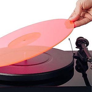 Acrylic Turntable Mat - 11.75" RedLit Vinyl Record Acrylic Mat - Precision Machined Acrylic Turntable Platter Mat with Record Label Recess - See-Through Record Mat for Standard 12" Turntable Platters