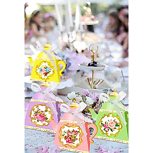 LaVenty 12 PCS Floral Tea Party Favor Bags Lets Partea Party Supplies Lets Partea Party Favor Boxes Tea Party Party Supplies Tea Party