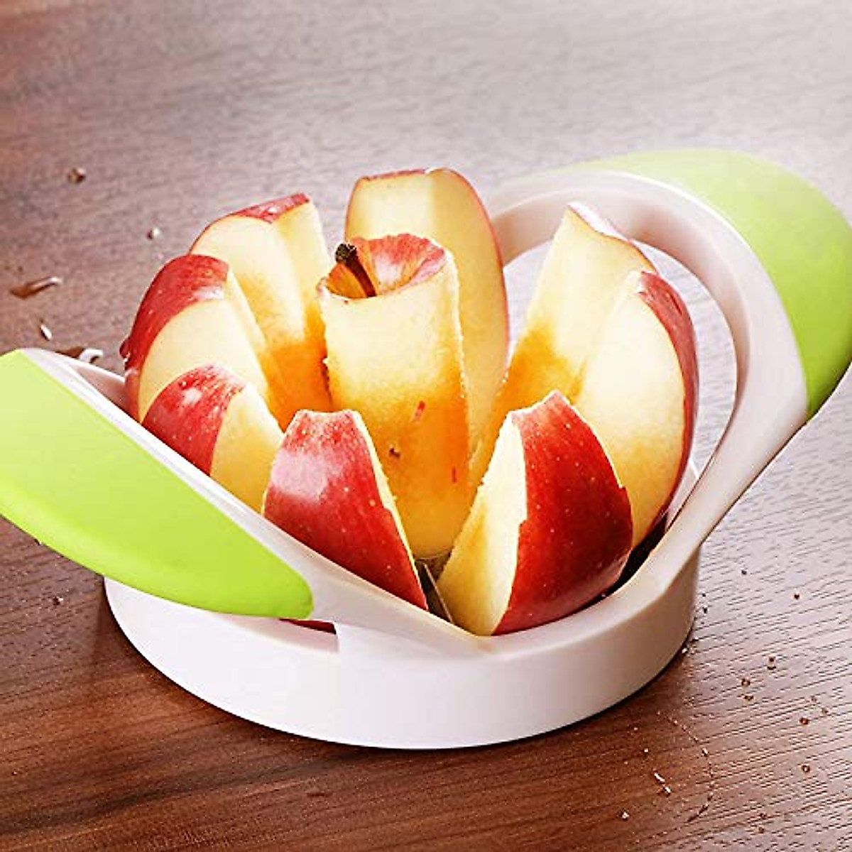 Fruit & Vegetable Corers,Apple Slicer, Stainless Steel Apple Cutter,Divider Up to 4 Inches Apples,Use for Apples, Pears, Potatoes, Onions Cutting,Green
