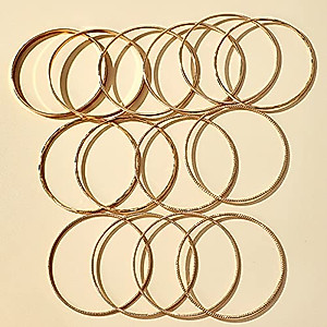 Xerling 14Pcs Gold Boho Indian Multi Bangle Bracelet Set for Teen Girls Punk Chunky Stackable Textured Bracelets for Women Layered Cable Smooth Bracelets
