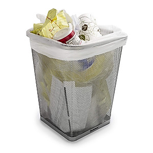 Brookstone BKH1461, [3 Pack] Metallic Mesh Wastebasket for Office & Home, Open Top, Under Desk Trash Can, Lightweight & Sturdy Recycling Bin, Standard, Silver