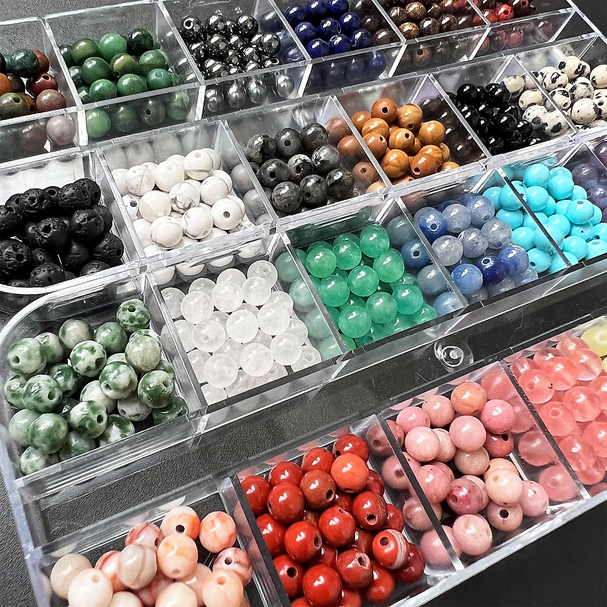 CHCCOYE 4mm Natural Round Stone Beads Gemstone Beading Loose Gemstone Beads DIY Smooth Beads for Bracelet Necklace Earrings Jewelry Making (4mm Stone Beads 600pcs, 24Colours)