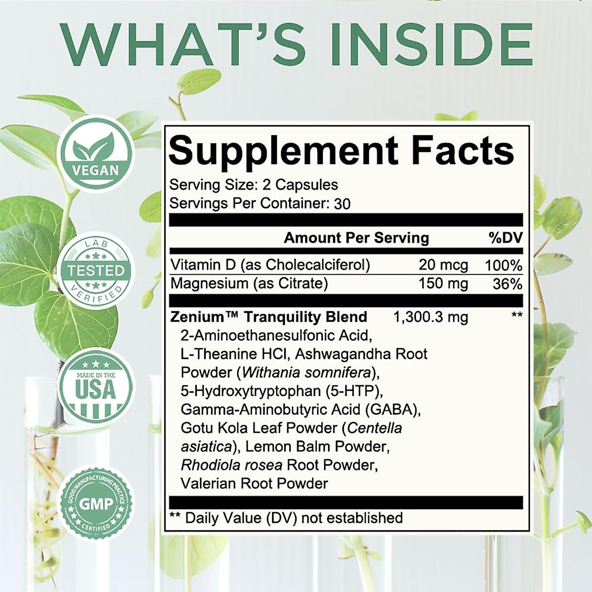 Zenium - Relieve Stress, Tension, Worry, Nervousness, & Irritability | Calm The Mind & Body | Ayurvedic | Natural Relief Supplement | Boosts Mood | Ashwagandha, L-Theanine, GABA, Rhodiola |60 Capsules