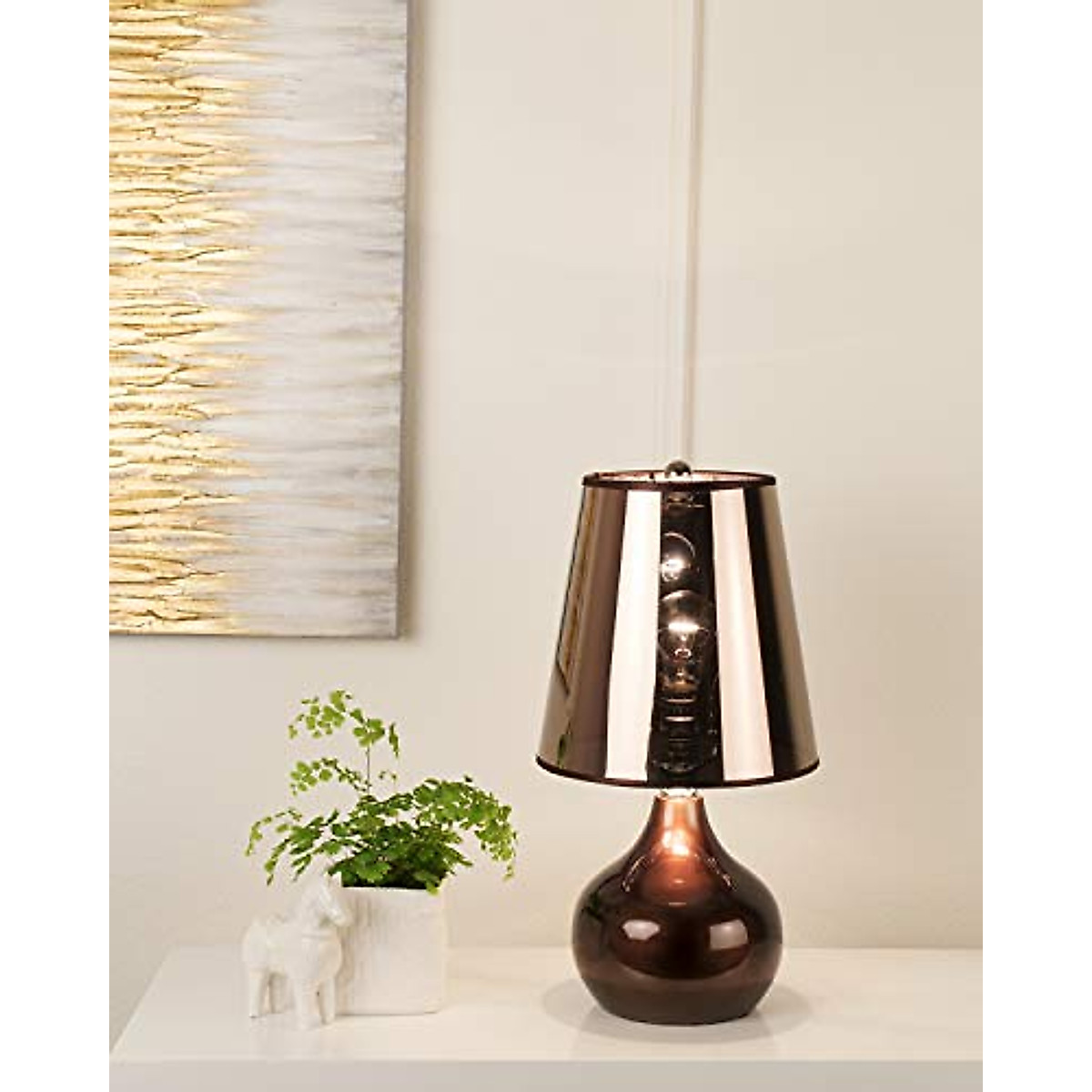 OK Lighting OK-818CP Luster Metallic Cappuccino 3-Way Table Touch Lamp, 9.25" x 9.25" x 18", Brown, Espresso
