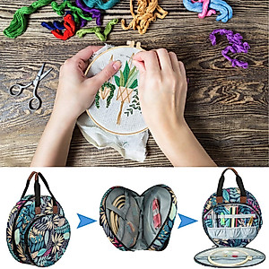 Nuberlic 13-in-1 Portable Embroidery Project Bag with 1 Set Embroidery Kit for Adults 8PCS Cross Stitch Tools, Multifunctional Storage Bag Include Hoop, Needles, Cloth, Scissors and Craft Accessories