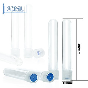 ALWSCI 16X100mm Glass Test Tube, 10ml Glass Culture Tube, Rounded Bottom, Screw Cap with PTFE/Silicone/PTFE Liner, Used in high Range Boron Test, Pack of 100