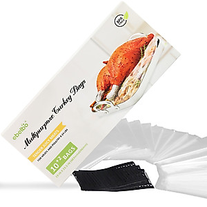 ebelbo 12 counts 19"x 23.5" Turkey Bags Multipurpose: Oven Cooking Roasting Freezer Baking Bags for Chicken Seafood/Home and Garden Bags for Harvest
