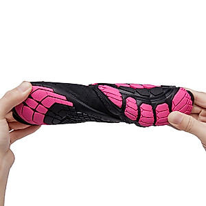 Racqua Mens Womens Water Shoes Quick Dry Barefoot Lightweight Shoes Beach Swim Sport Shoes Hiking Pool Surfing Diving Aqua Shoes Black/Rose 9.5 Women/8.5 Men