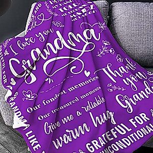 Grandma Blanket, Gifts for Grandma, Birthday Gifts for Grandma, Grandma Blanket for Grandma from Grandkid, Grandma Gifts for Mothers Day, Christmas - Soft Purple Blanket 50" X 60"