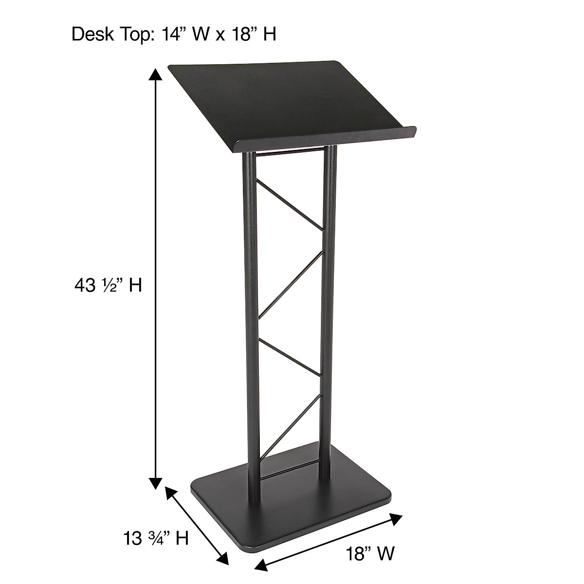 Kingdom KML7B Large Portable Lectern, Stand Up Church Pulpit, Slanted Lectern, Conference Podium for Speakers, Speeches and Other Occasions- Truss Lectern, Black Powder Coat Finish, Metal