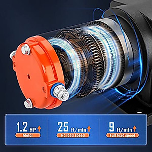 AC-DK 2500 lb ATV/UTV Winch Synthetic Rope Kits, 12V Winch with Wireless Remote for Off Road Trailer Boat RV Towing Winches, Waterproof Winch with Mounting Plate and Wired Remote