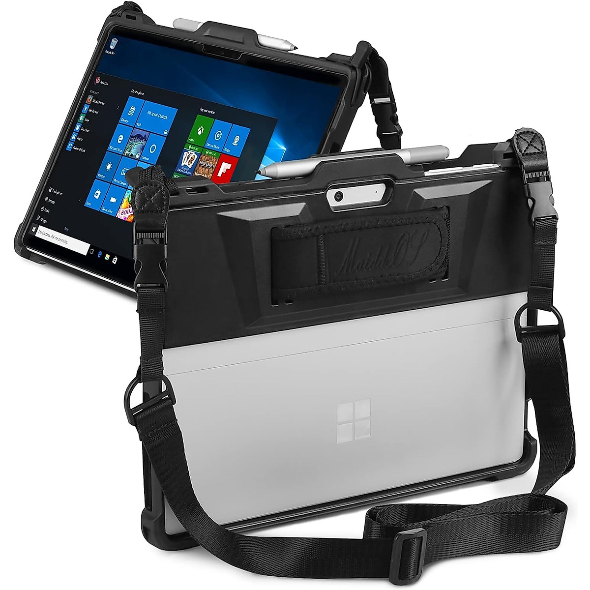 Maiddos Microsoft Surface Pro 11/10/9 Case with Hand & Shoulder Strap, Pen Holder, Compatible with Type Cover Keyboard Rugged Protective Cover