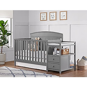 Oxford Baby Pearson 4-in-1 Convertible Crib & Changing Station, Dove Gray, GreenGuard Gold Certified