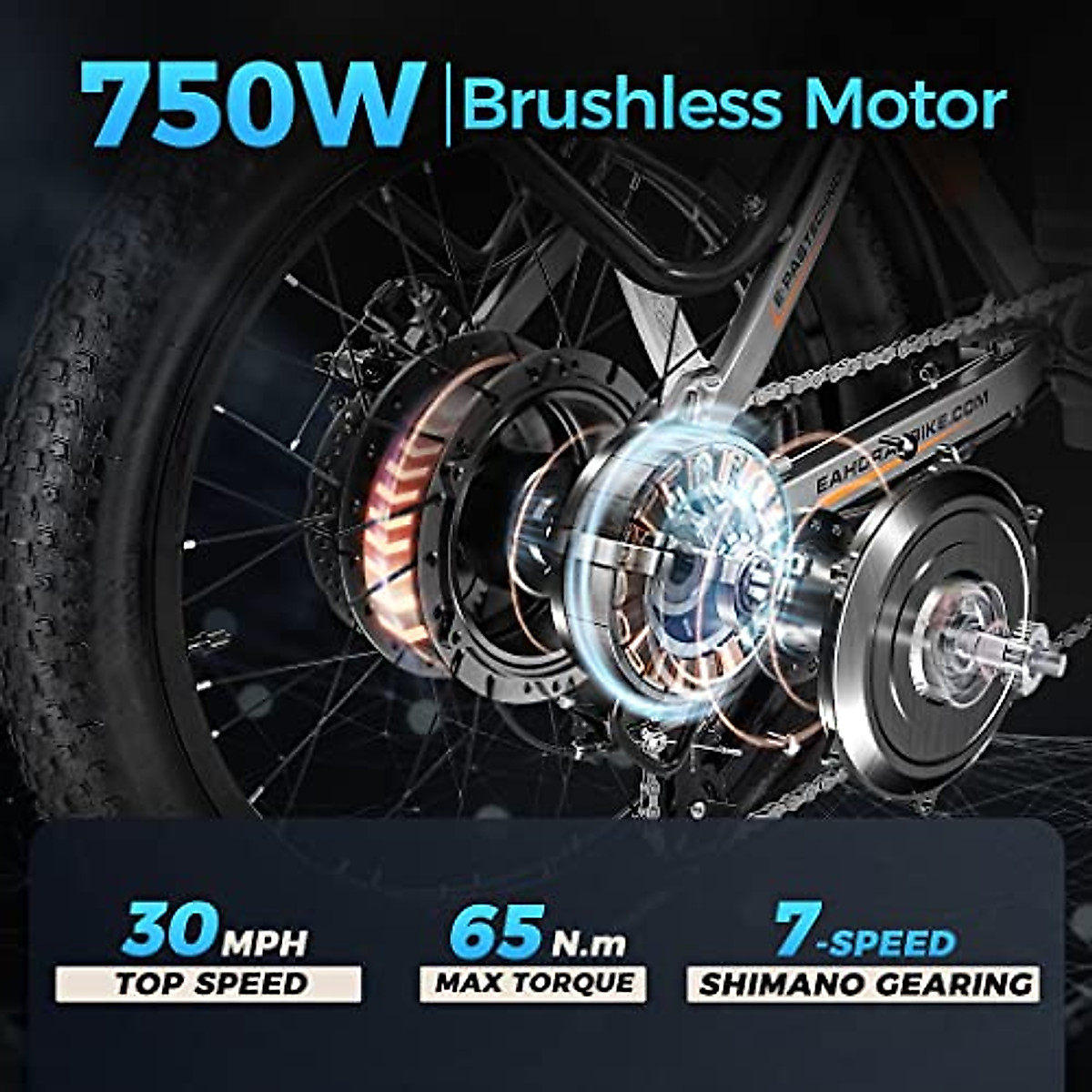 eAhora Azarias Folding Electric Bike for Adults,750W 18Ah Electric Bike for Adults 20" Adult Electric Bicycle with Full Suspension,3A Fast Charger,Shimano 7-Speed,Long Range