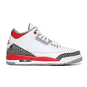 Jordan Boy's Air 3 Retro (Big Kid) White/Fire Red/Black/Cement Grey 5.5 Big Kid M