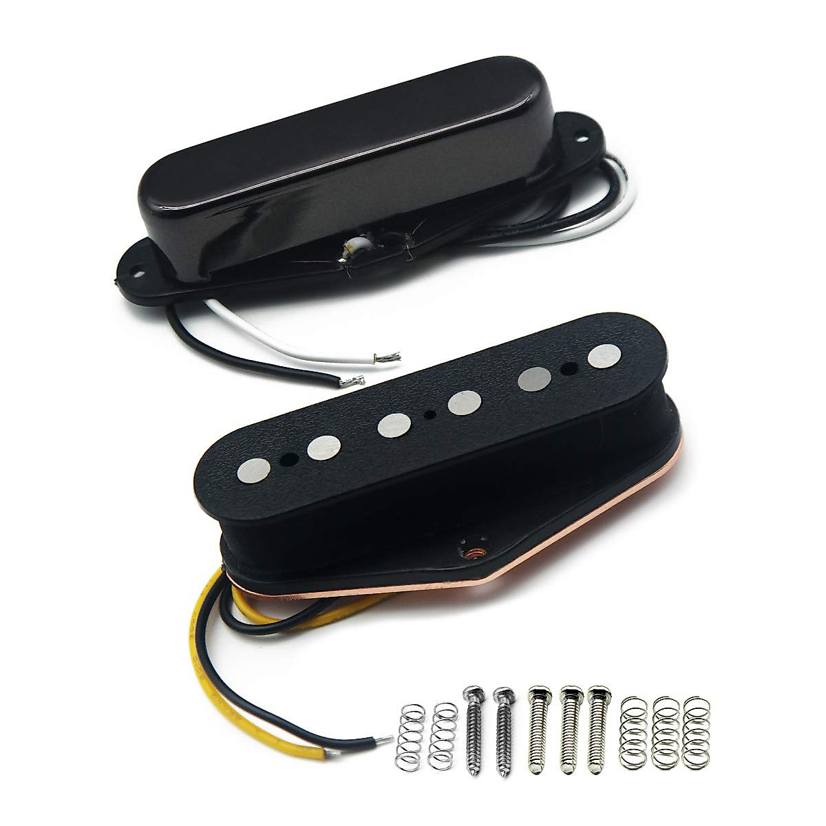FLEOR Alnico 5 Guitar Pickups Tele Bridge Pickup w/Neck Pickup (Black) Fit Fender Telecaster Pickups Part