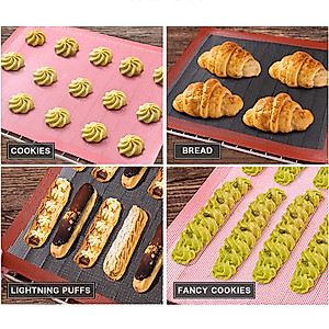 Ebrima 2PCS Non-Stick Oven Liner Perforated Mat for Baking, 30x40 Non Stick Baking Mat Oven Sheet Liner,Macaron Cookie Bread Mold For Baking,Silicone baking Mats Tools Oven Sheet Bakeware (Pink)