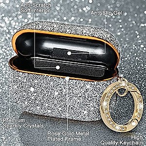 KINGXBAR Luxury AirPods Pro Case Bling Sparkle Crystals Cute Glitter Chic Design Shockproof Protective Hard Cover with Accessories Keychain for Apple AirPods Pro Silver for Girls Women