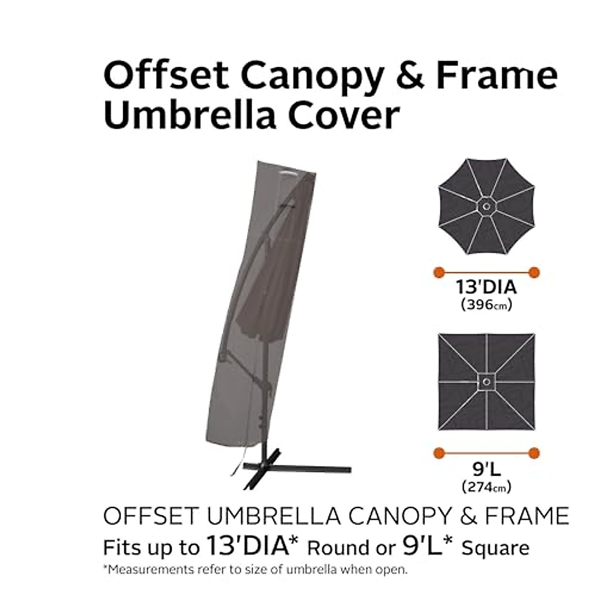 Classic Accessories Ravenna Water-Resistant 13 Foot Offset Patio Umbrella Canopy & Frame Cover, Patio Furniture Covers