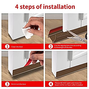 Door Draft Stopper, Cuttable Under Door Seal, Strong Adhesive Draft Stopper for Bottom of Door for Exterior/Interior Doors 39” Length (Brown)