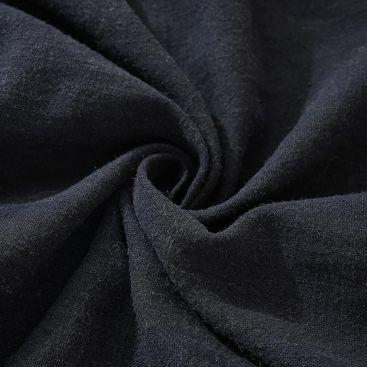 Linen Fringed Throw Pillow Cover - Soft Cozy Boho Cushion Covers with Tassel for Couch Sofa Farmhouse Natural Decor Burlap Pillowcase, Black 18x18 inches