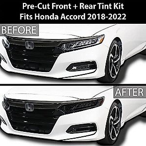 BOGAR TECH DESIGNS - Precut Complete Head Light Tail Light Tint Kit Compatible with Honda Accord 2018-2022, Dark Smoke