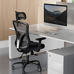 NOBLEWELL Office Chair Ergonomic Office Chair High Back Mesh Computer Chair with Lumbar Support Adjustable Armrest, Backrest and Headrest
