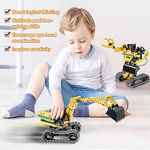 STEM Building Sets for Boys 6-12, 342PCS 2-in-1 DIY Construction Engineering Excavator Toy, Stem Projects for Kids Ages 8-12, Building Toys for Boys Age 6 7 8 9 10 11 12 Year Old