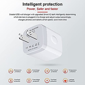 iPhone Charger Block, Plug in Phone Charger, Sicodo 4Pack Single Port USB Wall Charger Fast Charging Adapter Cube Box for iPhone 14 13 12 SE(2020) 11/11pro/XS/XS Max/XR,Samsung Galaxy S22/S21/S20,LG