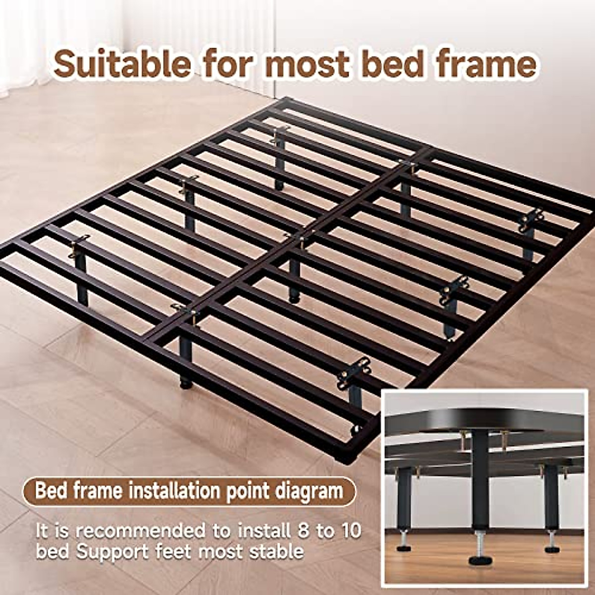4 Pcs Adjustable Height Bed Support Legs For Bed Frame/Bed Center Slat, Super Sturdy Metal Bed Frame Center Support Leg, Replacement Bed Frame Support Legs, Support Feet For Bed Frame (7.8 To 10.6 IN)