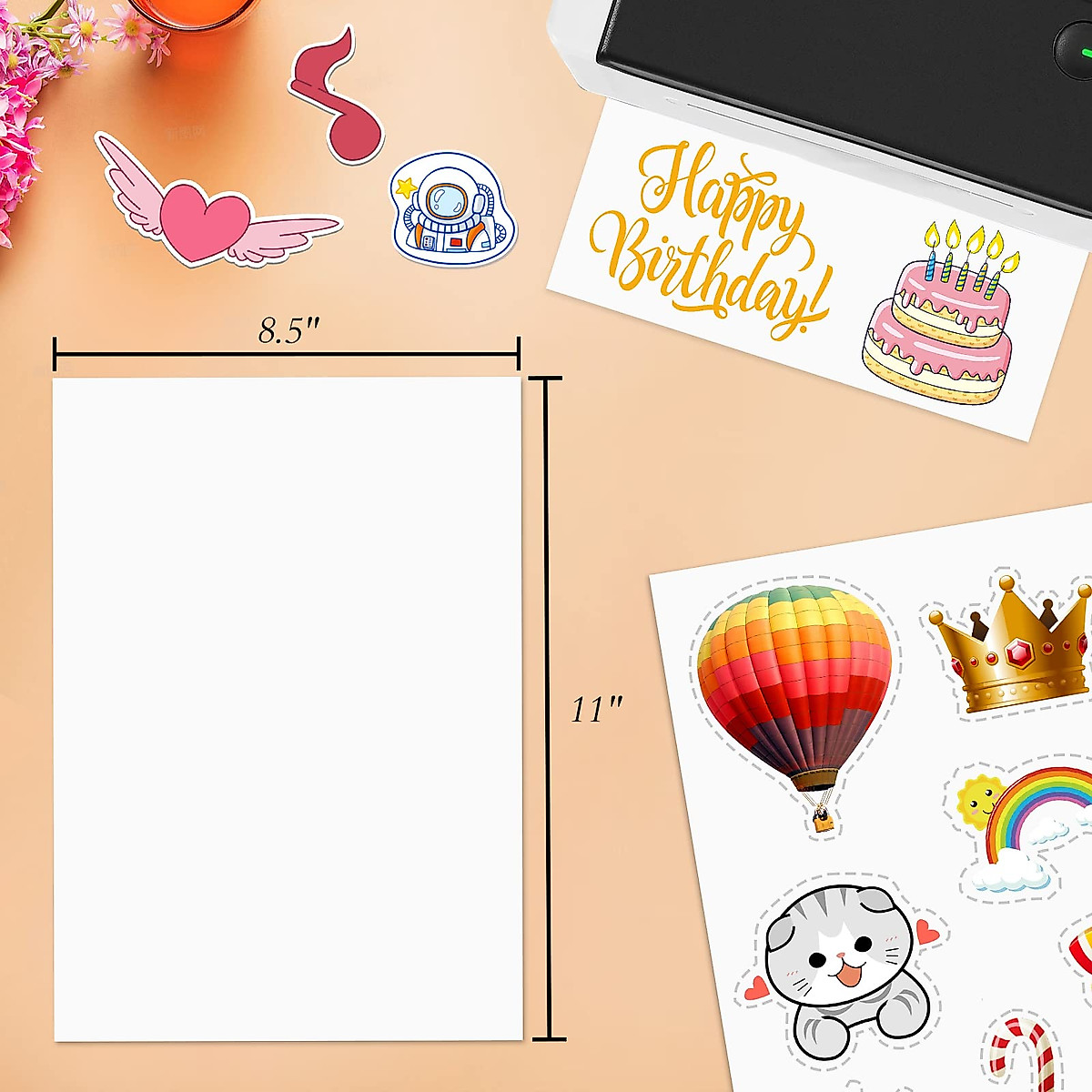 NefLaca 100 Full Sheets Sticker Paper for Laser & Ink Jet Printers, 8.5" x 11" Full Sheet Address Shipping Label, 100 Sheets 100 Labels