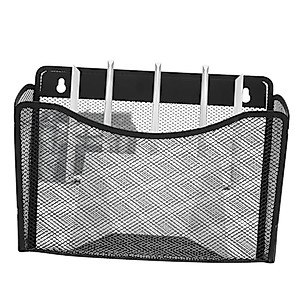 GETAJGHSD Wall Storage Hanging Basket Wire Baskets for Plants Pantry Organizer Baskets Router Bracket Grid Panel Hanging Basket Wall Router Holder Wire Storage Baskets Router Rack Black Iron