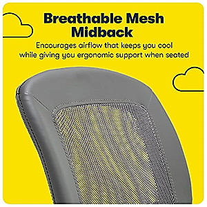 Serta Essentials Computer Chair, Productivity Gray Faux Leather and Mesh