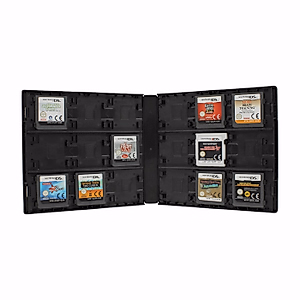 Assecure 18 game card case for Nintendo 3DS, new ??- 3DS XL, 2DS & DS - 18 in 1 game cartridge folio style plastic storage case travel box - Red & black